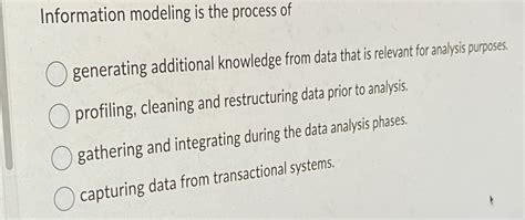 Solved Information modeling is the process ofgenerating | Chegg.com