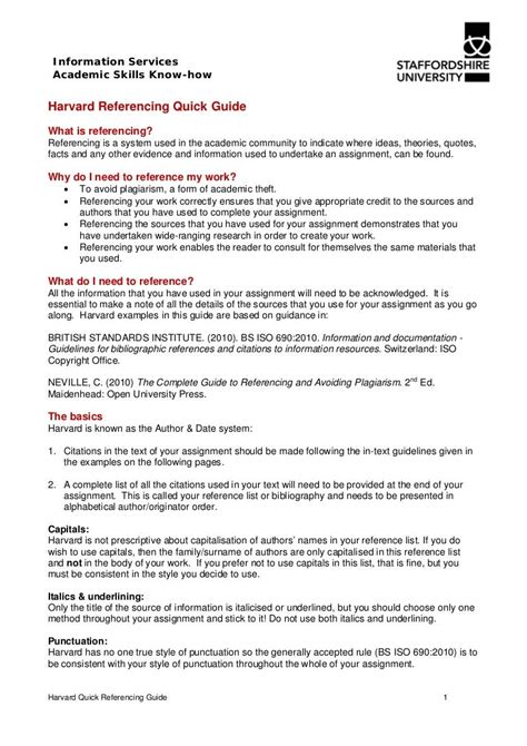 Harvard Referencing Style Quick Guide