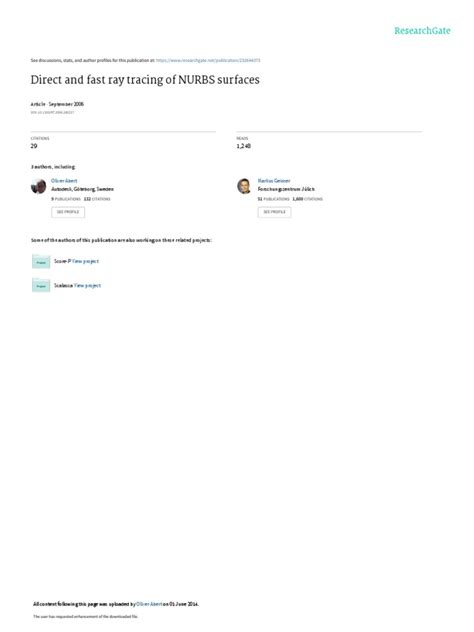 Slow Prepocessing Direct And Fast Ray Tracing Of Nurbs Surfaces Pdf Pdf
