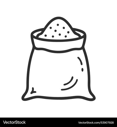 Flour Bag Line Drawing A Simple Outline Sack Vector Image