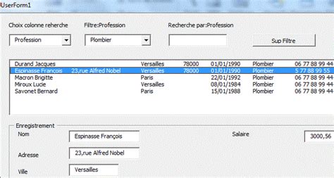 Formulaire Liste Multi Colonnes