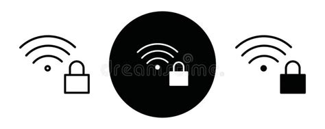 Wifi Security Outline Icon Collection Or Set Wifi Security Thin Vector Line Art Stock