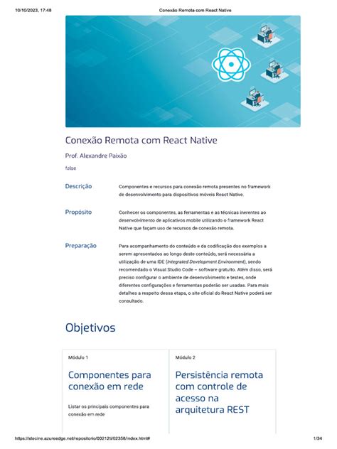 Tema 04 Conexão Remota Com React Native Pdf