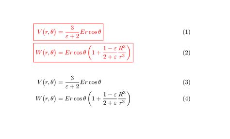 alignment left align equations with textcolor{red}{boxed} tex