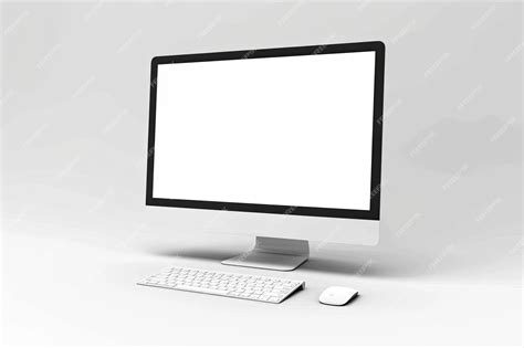 Computer Mockup With Keyboard And Mouse Front View Premium Ai