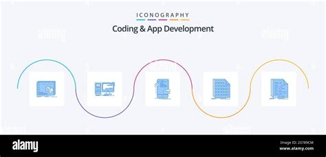 Coding And App Development Blue 5 Icon Pack Including Coding Binary