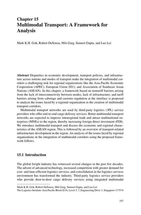Pdf Multimodal Transport A Framework For Analysis
