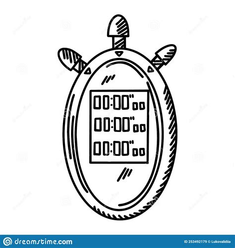 Digital Stopwatch Sketched Isolated Timer In Hand Drawn Style Stock Vector Illustration Of
