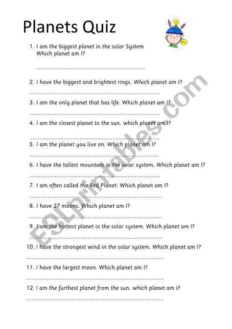planets quiz esl worksheet by riso