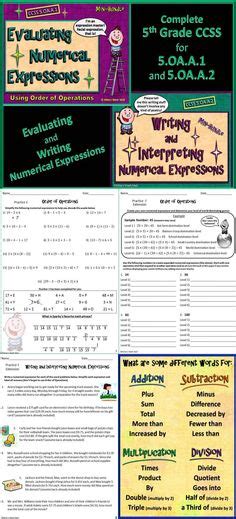 12 Numerical Expressions Ideas Numerical Expression 5th Grade Math