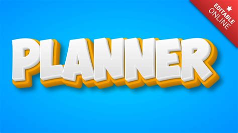 Planner Yellow White 3d Text Effect Generator