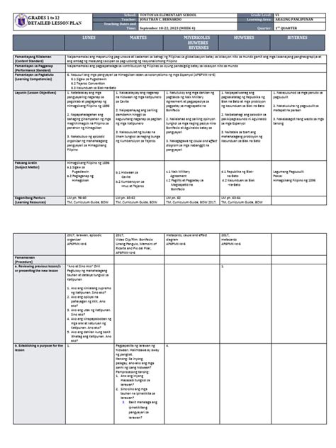 DLL - Araling Panlipunan 6 - Q1 - W4 | PDF