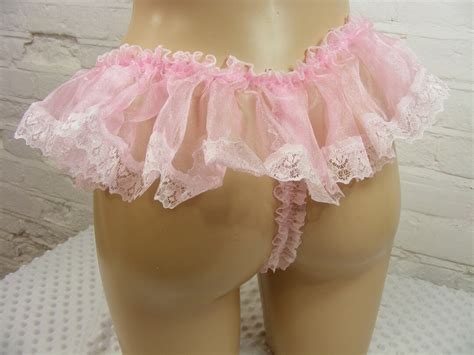 Sissy Organza Skirt Ruffle Frilly Satin Thong Tanga G String Etsy