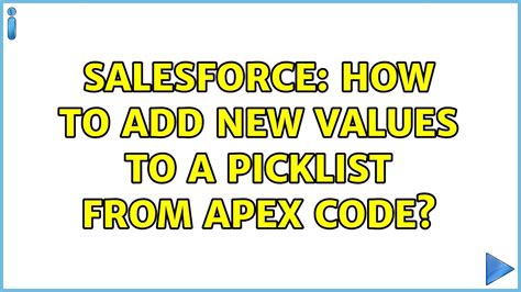 salesforce how to add new values to a picklist from apex code youtube