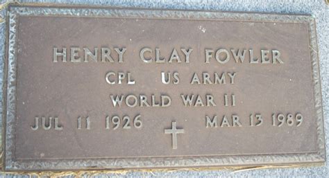 Henry Clay Fowler 1926 1989 Find A Grave Memorial