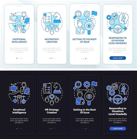 Premium Vector Hr Soft Skills Night And Day Mode Onboarding Mobile App Screen Hiring
