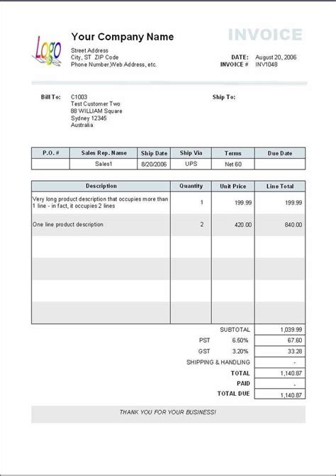 Invoice Template With Credit Card Payment Option