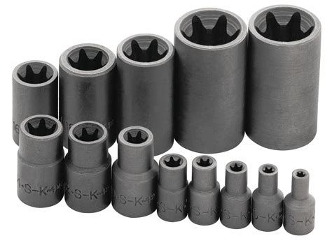 Sk Professional Tools 1 4 In 3 8 In 1 2 In Drive Size 13 Pieces Impact Socket Set 42w710