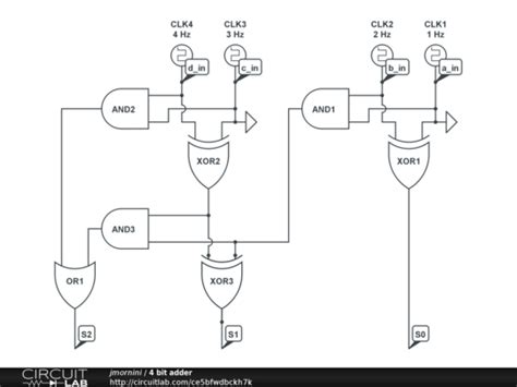 4 bit adder circuitlab