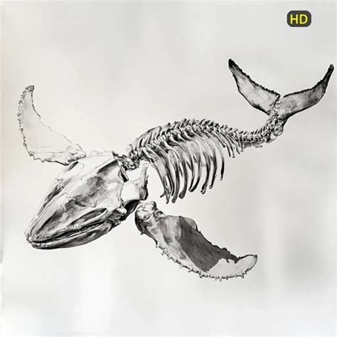 Detailed Pencil Sketch Of A Dynamic Whale Skeleton Whale Bones Drawing Whales Skeleton
