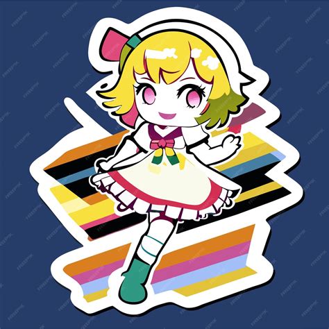 Premium Vector Cheerful Happy Cute Girl Waving Raised Hand Chibi
