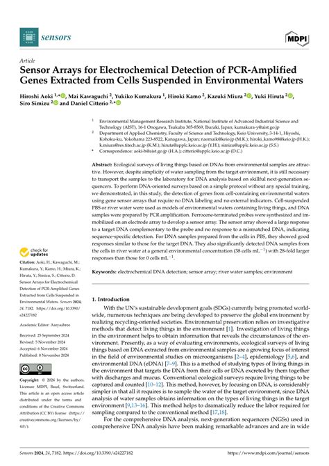 Pdf Sensor Arrays For Electrochemical Detection Of Pcr Amplified Genes Extracted From Cells
