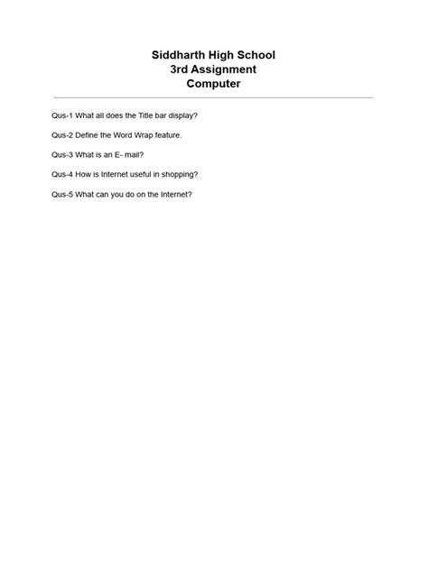 3rd Computer Assignment Pdf