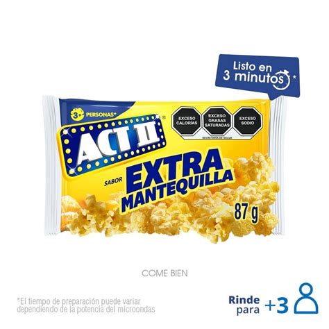 Palomitas Para Microondas Act Ii Extra Mantequilla 87 G Bodega