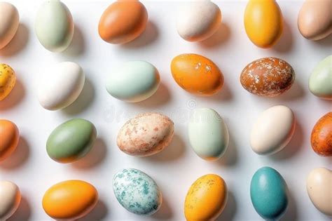 Vibrant Ovoid Egg Arrangement On White Background Stock Illustration