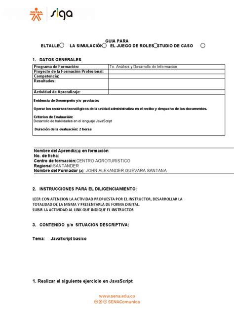 ejercicio basico de javascript pdf script java lenguaje de