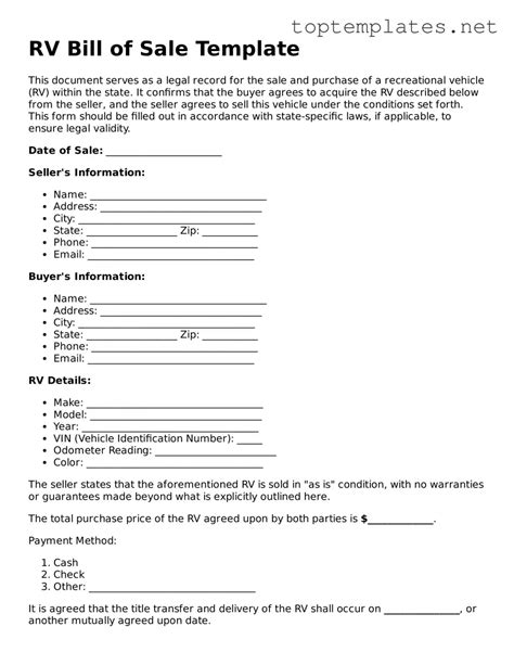 Free Rv Bill Of Sale Forms Simple Pdf Template