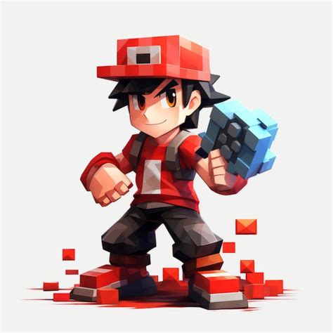 Premium Ai Image Adventures Of Ash Ketchum A Detailed Minecraft Block Tale