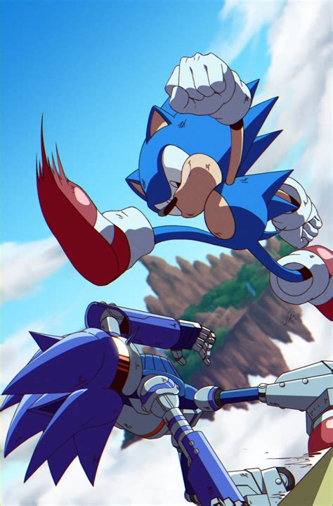 Sonic The Hedgehog And Mecha Sonic Mkii Sonic And More Drawn By Banel Springer Danbooru