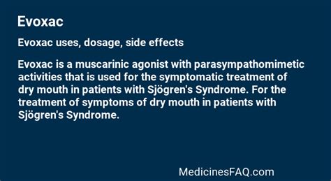 Evoxac Uses Dosage Side Effects Food Interaction And Faq