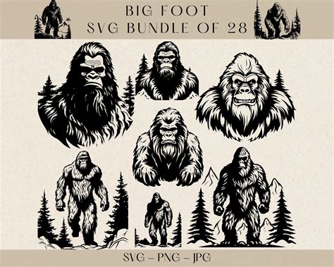 Bigfoot Svg Bundle Sasquatch Silhouette Yeti Camping Digital