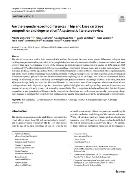 Pdf Are There Gender Specific Differences In Hip And Knee Cartilage
