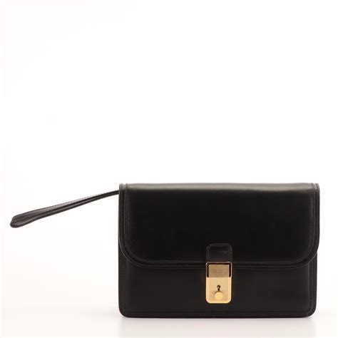 Bally Wristlet Clutch Bag In Black Leather Everything But The House