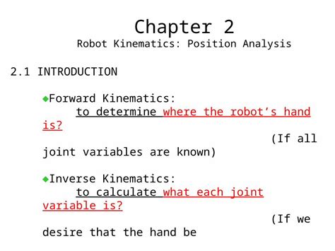 Ppt Chapter 2 Robot Kinematics Position Analysis 21 Introduction