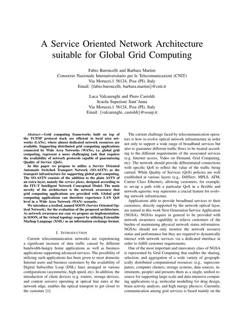 Pdf A Service Oriented Network Architecture Suitable For Global Grid