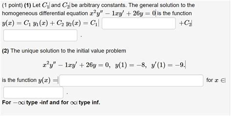solved let c 1 and c 2 be arbitrary constants the general