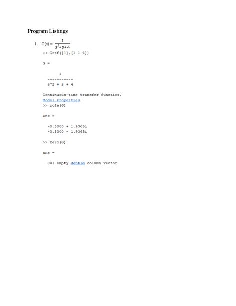 Matlab 4 Con Eng Activity Program Listings 1 Gs 1 S 2 S 4