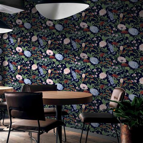 Maximalism Wallpaper Dark Botanical Flower Peel And Stick Wallpaper In