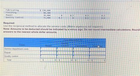 solved exercise 11 30 algo cost allocation reciprocal