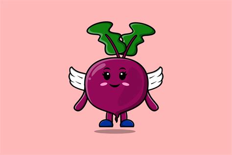 Cute Cartoon Beetroot Character Wearing Wings 13621998 Vector Art At