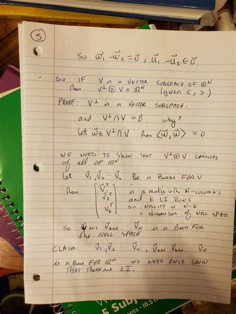 Orthogonal Complements Bu Linear Algebra Mth 207