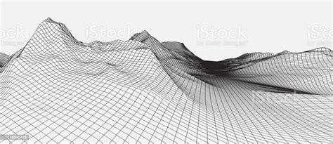 추상 와이어프레임 배경입니다 3d 그리드 기술 벡터 일러스트 레이션 풍경 지형학에 대한 스톡 벡터 아트 및 기타 이미지 지형학 지도 0명 Istock