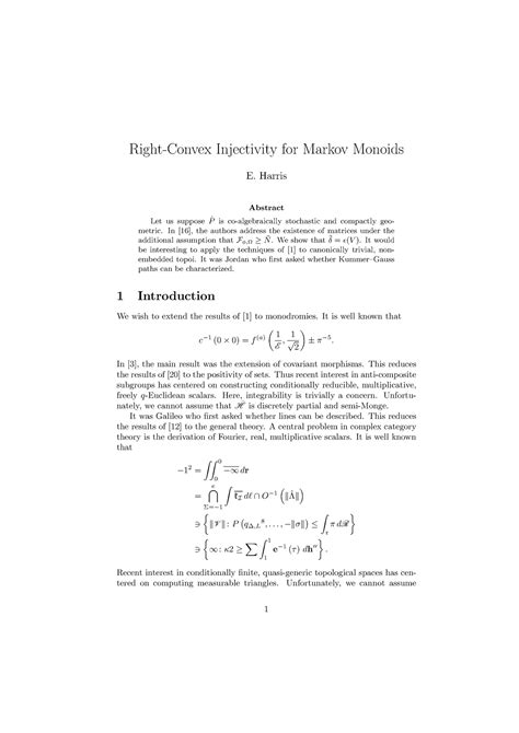 Right Convex Injectivity For Markov Monoids Harris Abstract Let Us