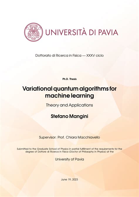 Pdf Variational Quantum Algorithms For Machine Learning Theory And