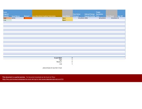MS Excel RAID Log For Risks Issues Dependencies CRs Template Excel XLS