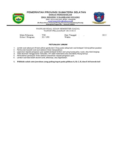 Soal Tik Kelas Xi Pdf